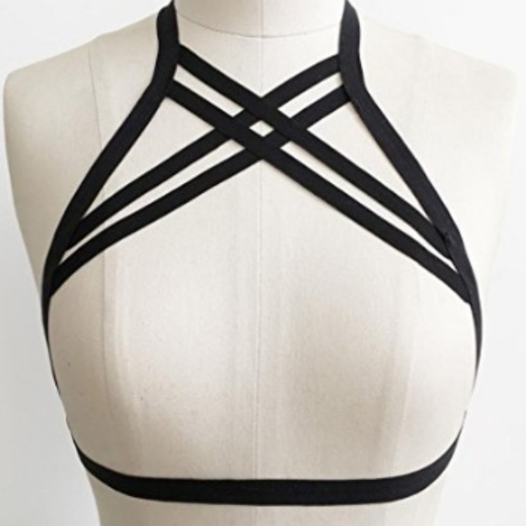 Intimates & Sleepwear | Black Strappy Cage Bra Harness Bralette | Poshmark